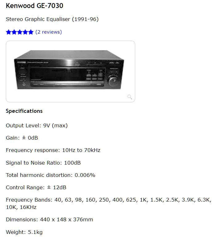 KENWOOD GE-7030 Stereo Graphic Equalizer / Spectrum Analyzer (Japan ...