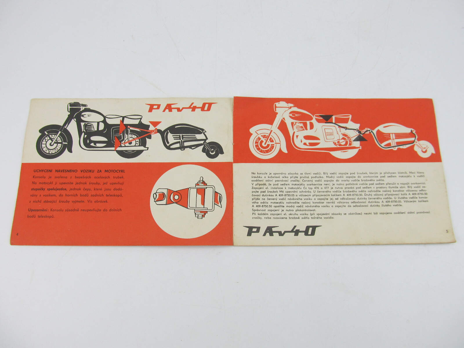 PAV 40 - NÁVĚSNÝ VOZÍK pro motocykly a skútry - Jawa ČZ Čezeta NÁVOD | Aukro